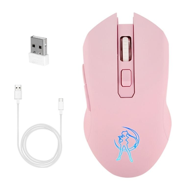Wireless Pink Silent LED Optical Gaming Mouse 1600DPI 2.4G USB Pink ...
